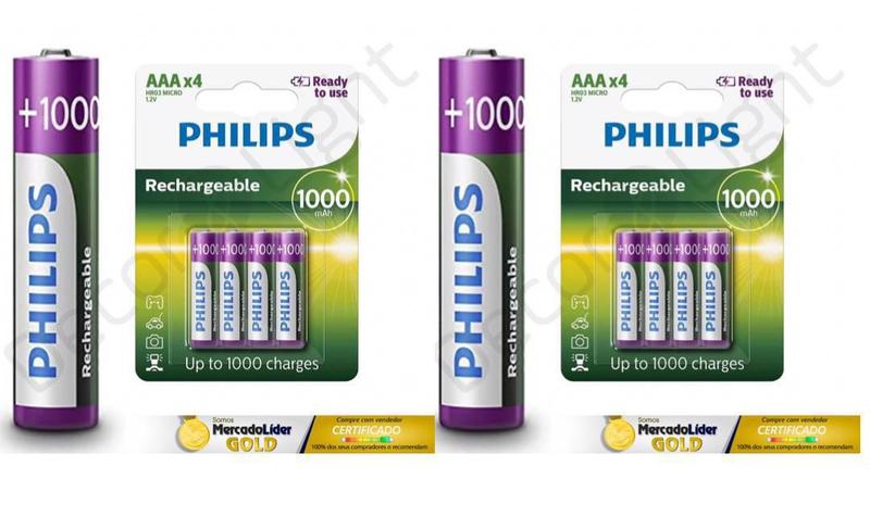 Kit 8 Pilhas Palito Recarregáveis Philips Aaa - Pilhas - Magazine Luiza