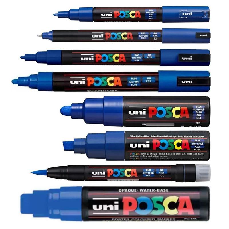 KIT 8 Posca AZUL Completo PC-1MR.1M.3M.5M.7M.8K.17K.PCF-350 - Uni-Ball ...