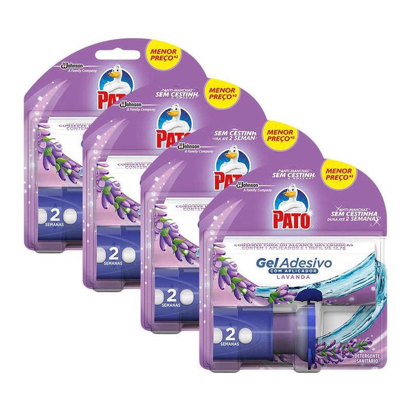Kit 8 Refil Detergente Pato Gel Adesivo Lavanda 12,7g + Aplicador ...