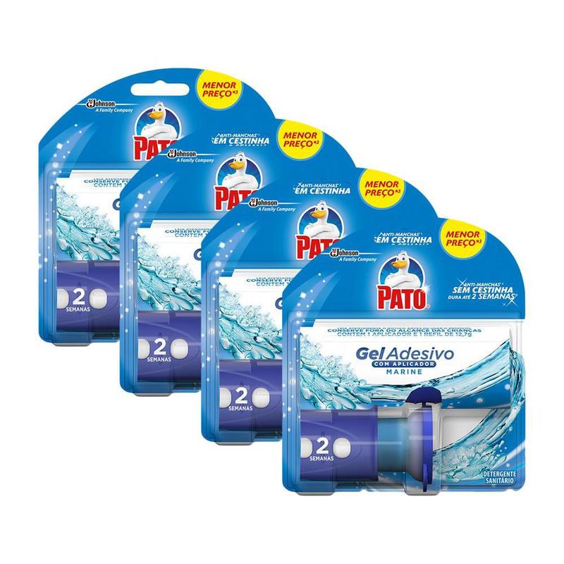 Kit 8 Refil Detergente Pato Gel Adesivo Marine 12,7g + Aplicador ...