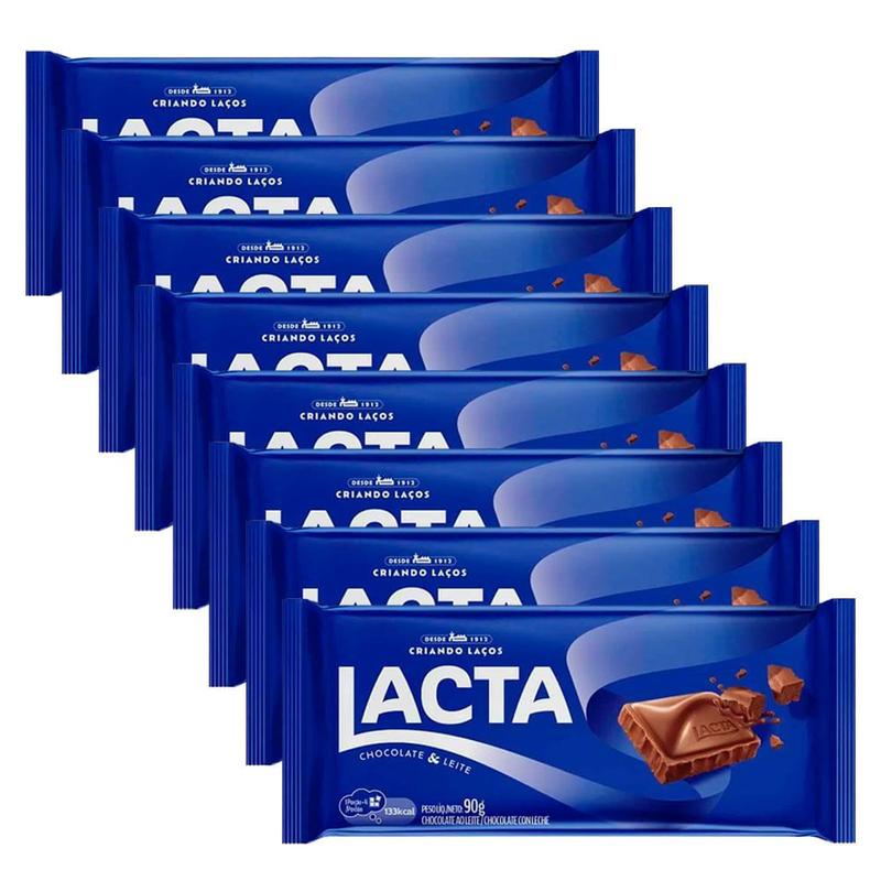 Kit 8 Tabletes Ao Leite 90g - Lacta - Alimentos - Magazine Luiza