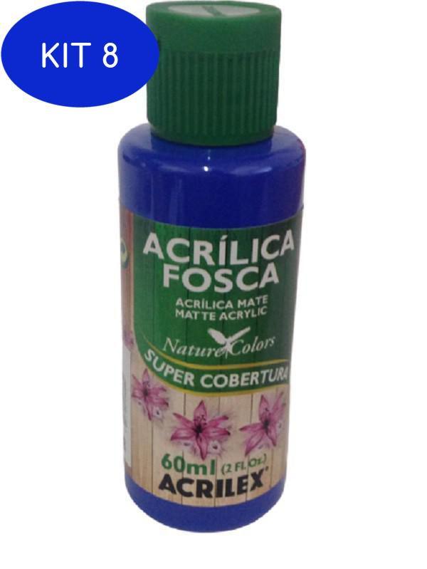 Kit 8 Tinta Acrílica Fosca Azul Intenso - 578 - Acrilex - - Tinta ...