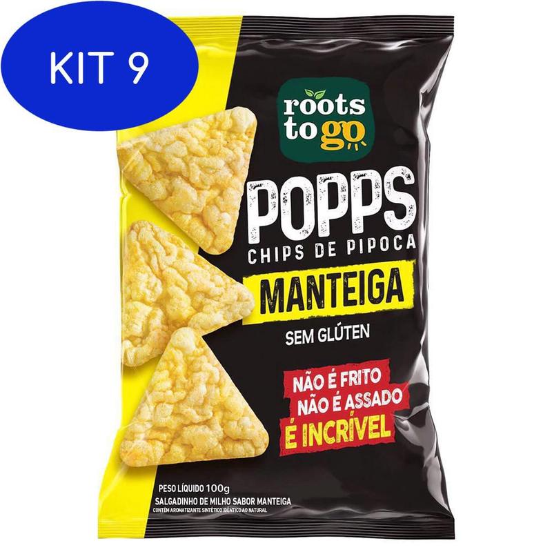 Kit 9 Roots To Go Chips De Pipoca Popps Manteiga 100G - Chips ...