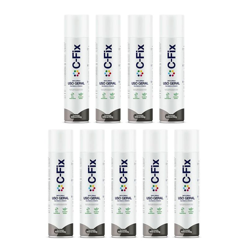 Kit 9 Tintas Spray Branco Fosco Uso Geral Int/Ext 400ml Cfix - C-fix ...