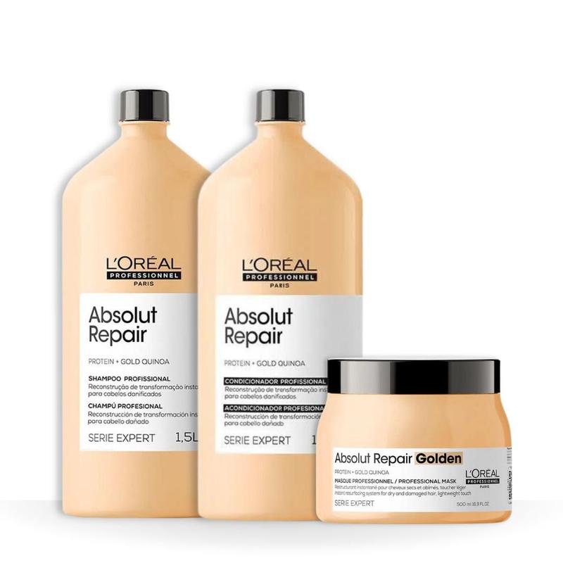 Kit Abs Repair Gold Sh 1500ml + Cond 1500ml + Masc Light 500ml - Loreal ...