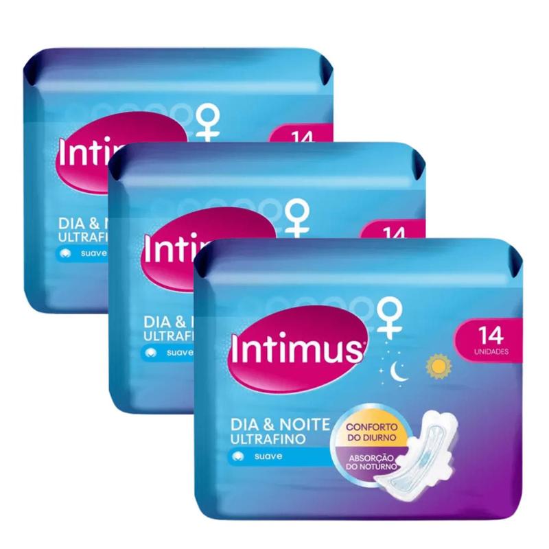 Kit Absorvente Intimus Dia E Noite Extra Suave Com Abas 14 Unidades 3 ...