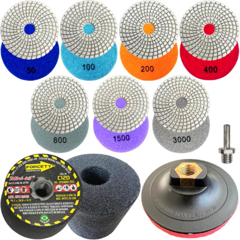 Kit Acabamento 45 Graus Porcelanato Lixa 200 + Rebolo 3 Polegadas 120 ...