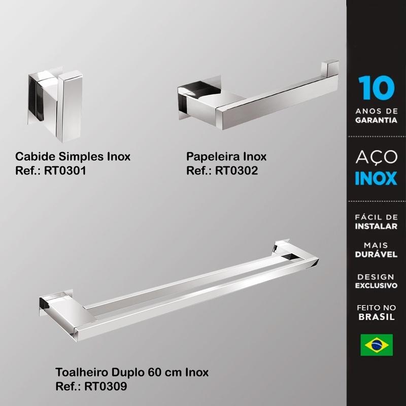 Kit Acessórios Para Banheiros 3 Peças Inox - Kromus KITRT3A ...