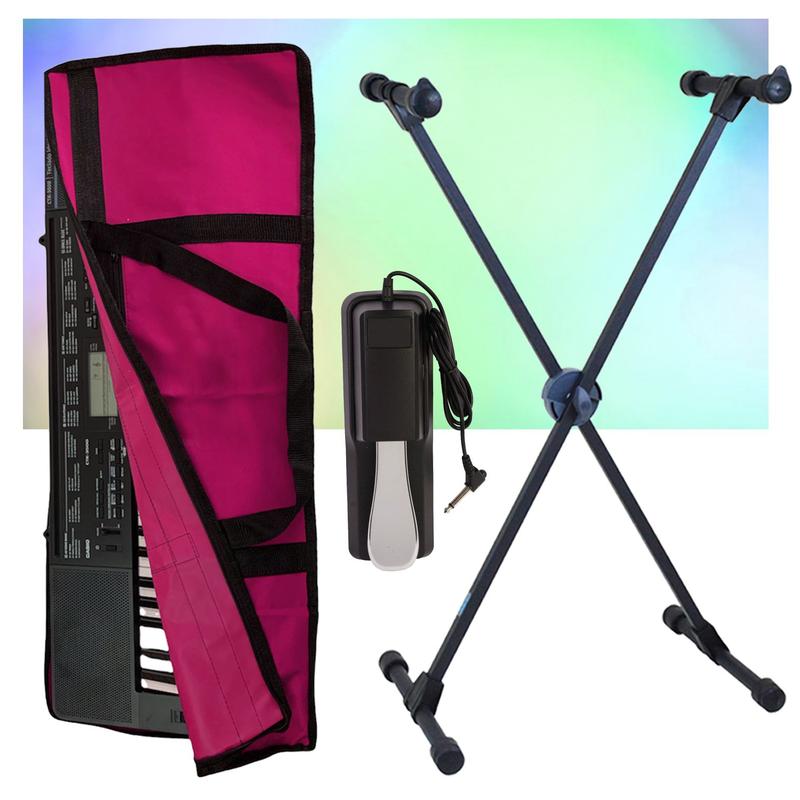Kit Acessórios Para Teclados Casio Com Suporte, Capa Rosa Com Logo e ...