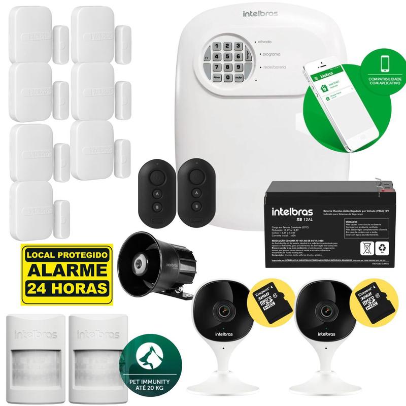 Kit Alarme 9 Sensores Sf C/ 2 Câmeras Full Hd Wifi Intelbras - Câmera ...