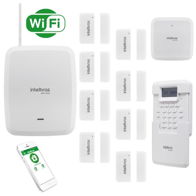 Kit Alarme Amt 8000 Central S/fio Wifi Intelbras C/ 8 Sensor - Alarme ...