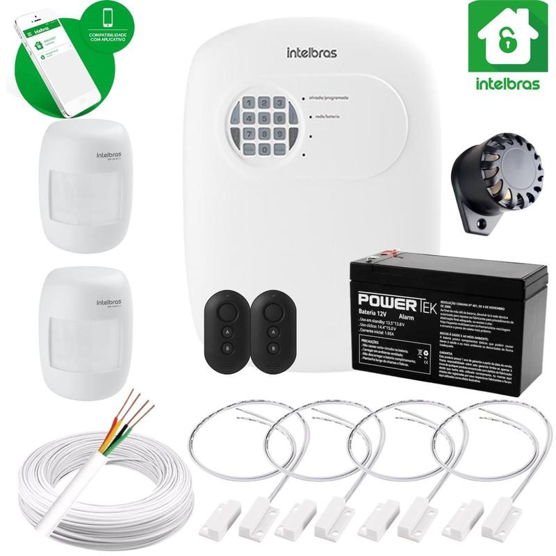 Kit Alarme Intelbras C/ Sensores Cf 4 Magnéticos E 2 Infra - Alarme ...