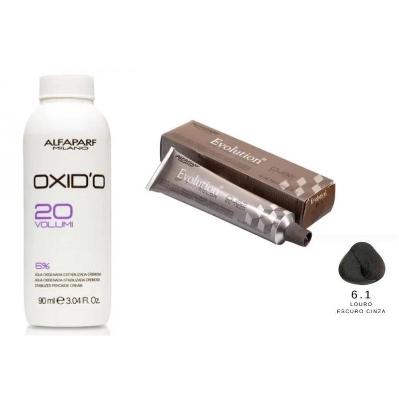 Kit Alfaparf Evolution Coloracao Permanente 6.1 60ml + Agua Oxigenada ...