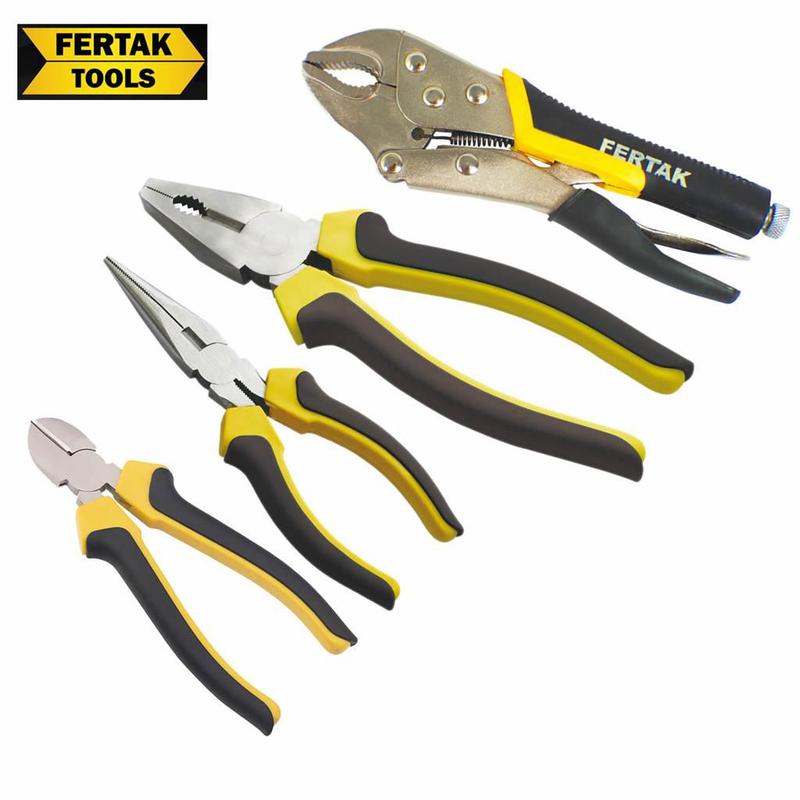 Kit Alicates Corte Pressão Diagonal Meia Cana FERTAK 4 PEÇAS - Jogo de ...