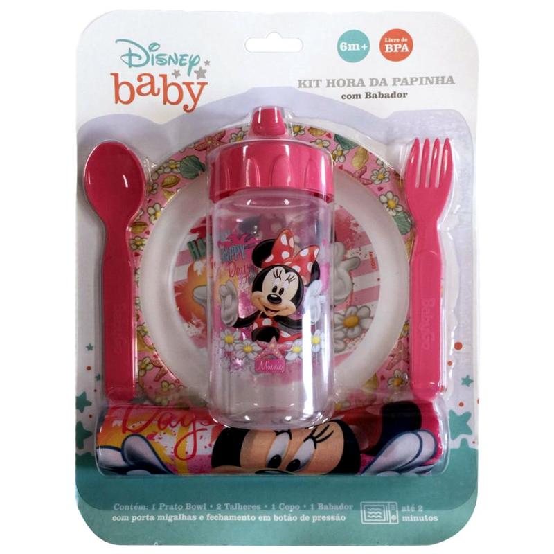 Kit Alimentação Infantil Bebê Com Prato Talheres Copo e Babador Hora da ...