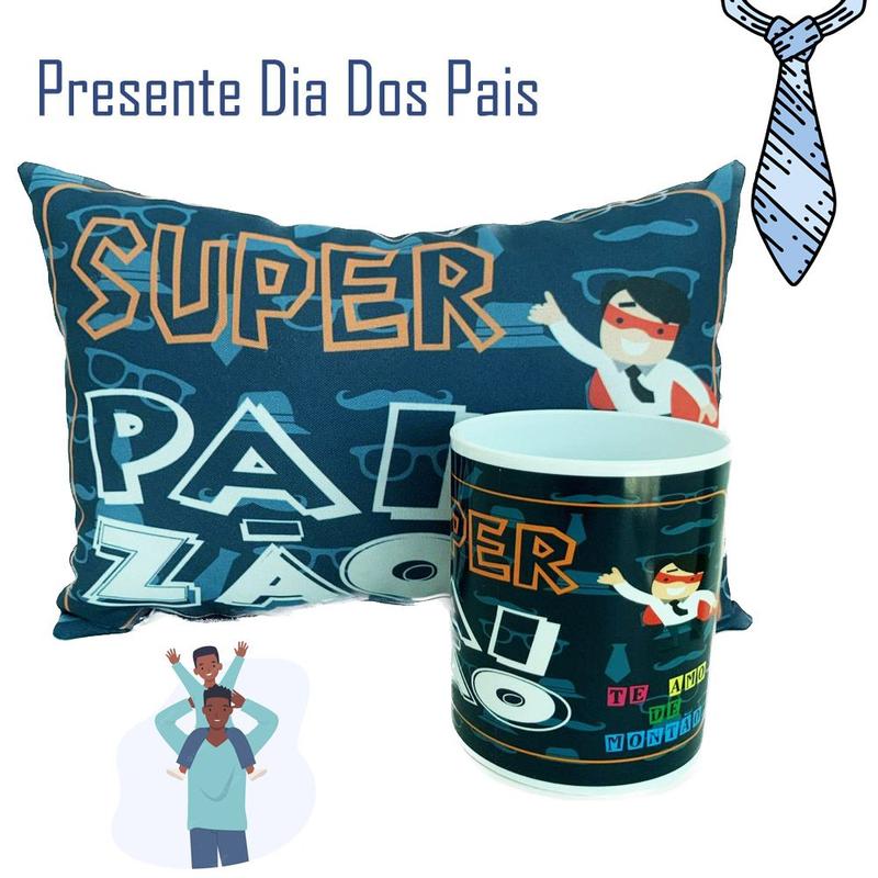 Kit Almofada Caneca Dia dos Pais Personalizada Presente Pai - MANUQUE ...
