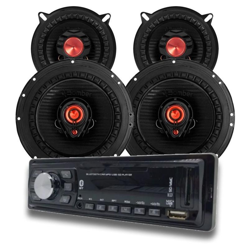 Kit Alto Falante 5 + 6 Pol + Rádio Carro Mp3 Bt Usb Sd - Multi Marcas ...