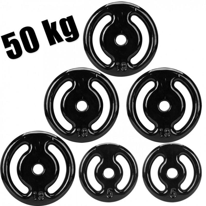 Kit Anilha Emborrachada 50 Kg com 4 Anilhas de 10 Kg e 2 de 5 Kg Preto ...