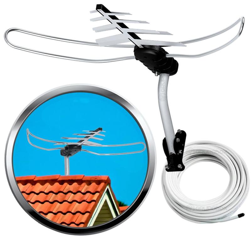 Kit Antena Digital Externa Para Tv + Suporte + Cabo De 15m - Aquário ...