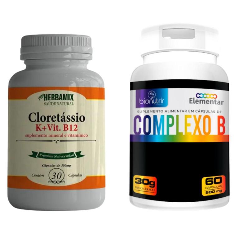 kit anti cãibras cloreto de potássio 60 capsula+ complexo B 60 capsula ...