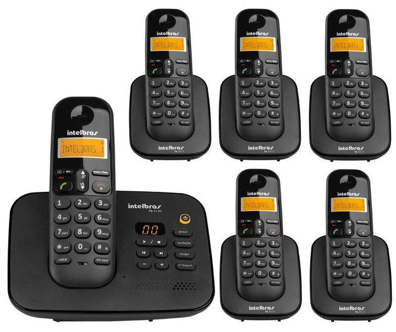 Kit Aparelho de Telefone Fixo de Mesa sem fio Bina e 5 Ramal ...
