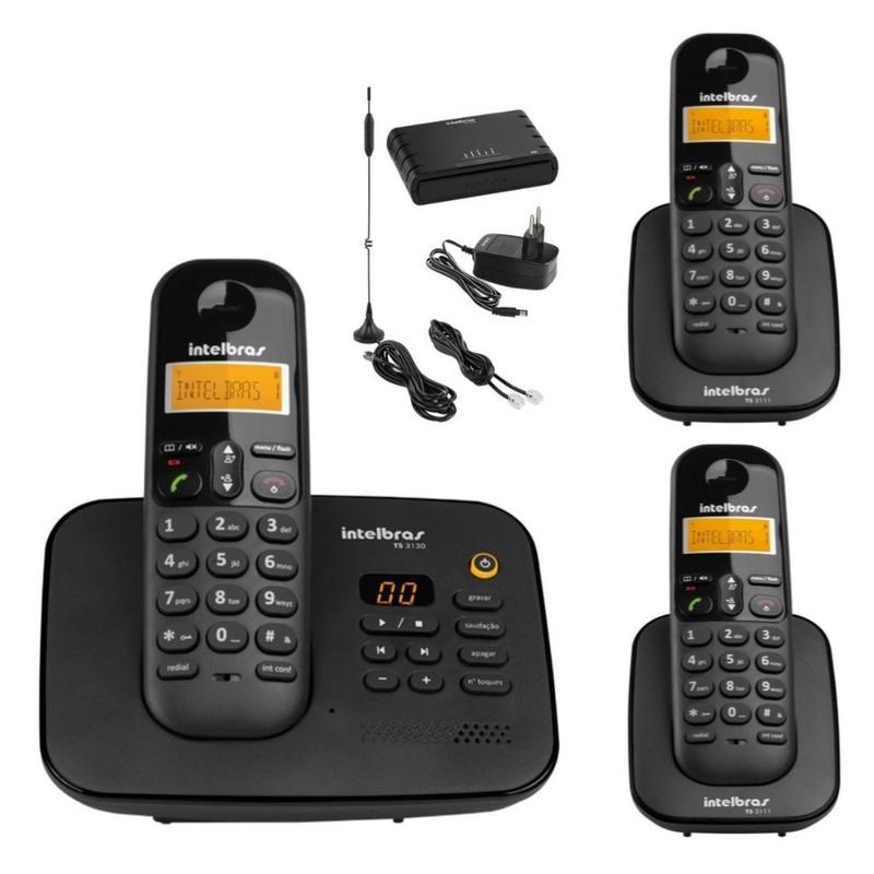 Kit aparelho Telefone Fixo TS 3130 Bina 2 Ramal entrada chip ...