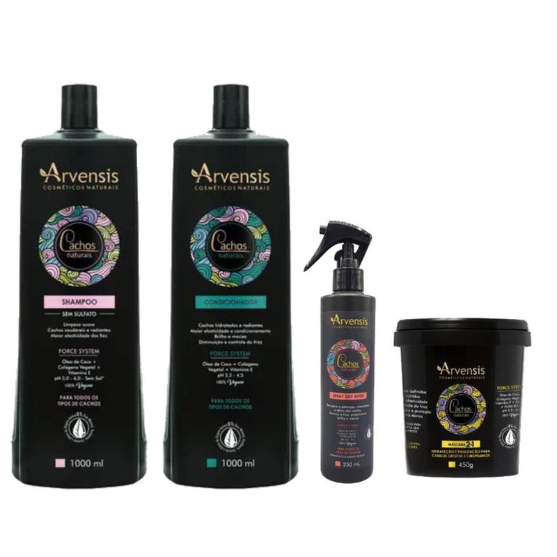 Kit Arvensis Cachos Naturais Shampoo 1L+Condicionador 1L+Máscara 2x1 ...