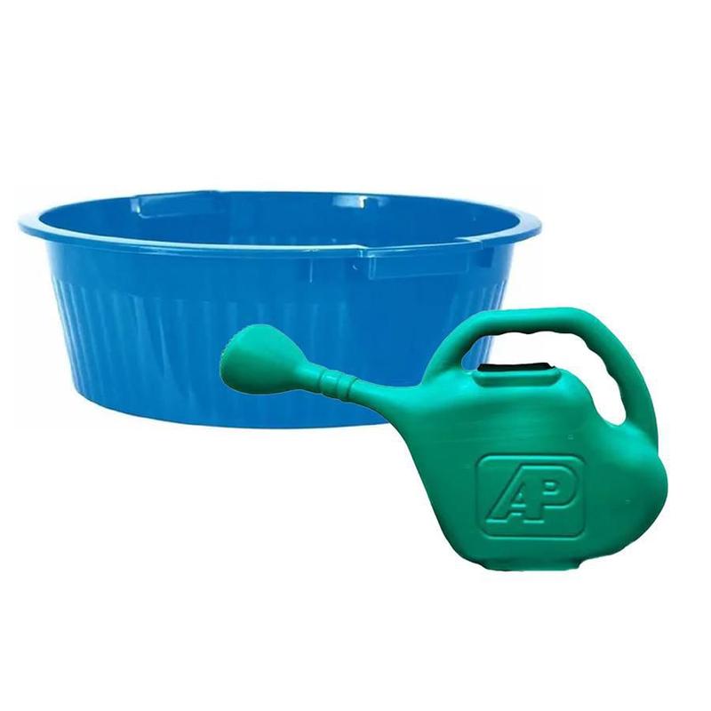 Kit Bacia 32Lts Canelada Azul + Regador 5 Lts Verde Arqplast - Bacia ...