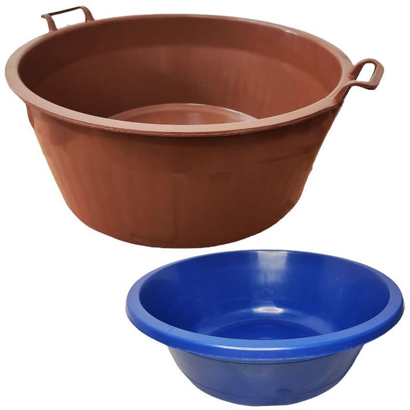 Kit Bacia Plástica Grande 80 Litros Marrom + Bacia 4 Litros - Arqplast ...