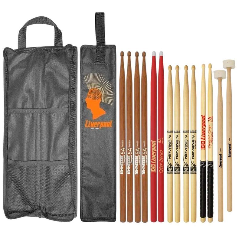 Kit Bag e Baquetas 5A 7A e Mallet 7 Pares Liverpool - Bolsas / Bags ...