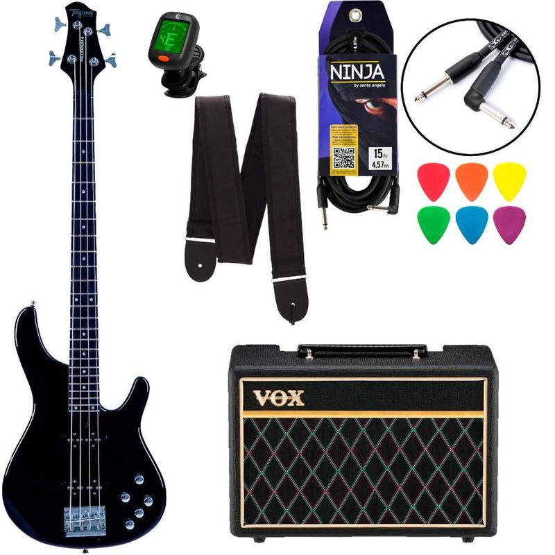 Kit Baixo Tagima Millenium 4 Preto BK Ativo 4 Cordas + Cubo Pathfinder ...