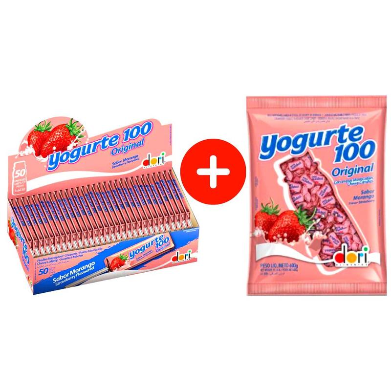 Kit Bala + Pirulito Mastigável Yogurte 100 DORI 1 De Cada - Balas ...