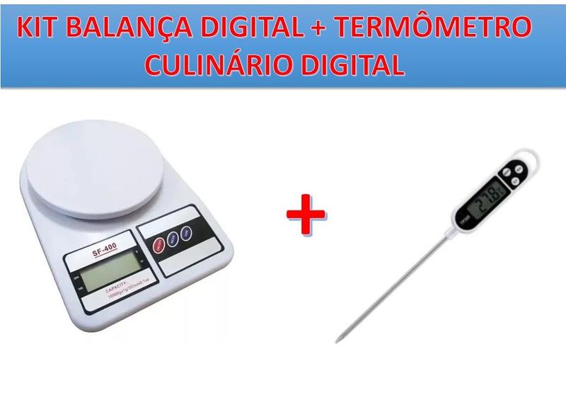 Kit Balança Digital Precisão + Termômetro Culinário Digital - Mm House ...
