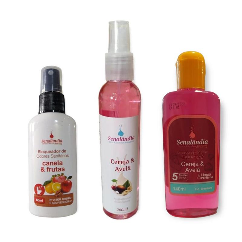 Kit Banheiro Cheiroso Cereja Avelã 1 Bloqueador Odor + 1 Aromatizador ...