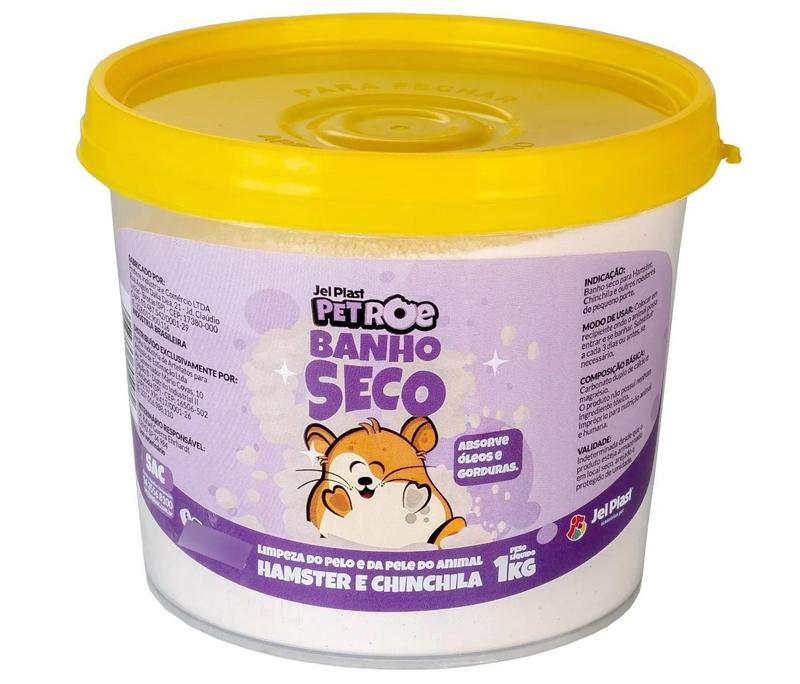 Kit Banho Seco + Banheira Retangular Para Hamster Chinchila - Jel Plast ...