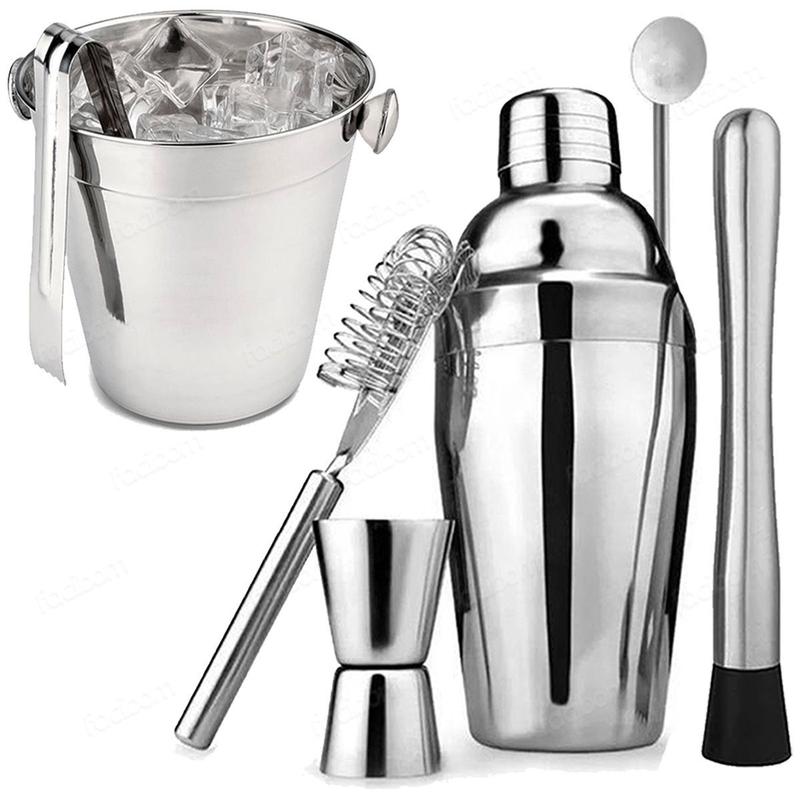 Kit Barman Completo Profissional 7 Peças Em Inox Bar Drinks - Facibom ...