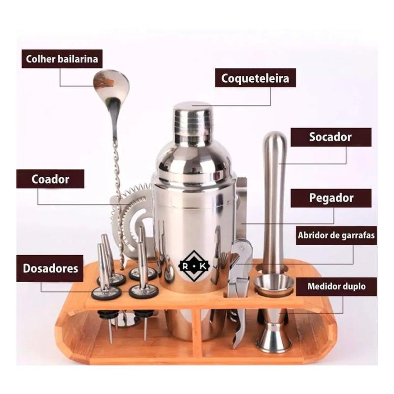 Kit Barman Coqueteleira Profissional Para Drinks - Kit Bartender Combo ...