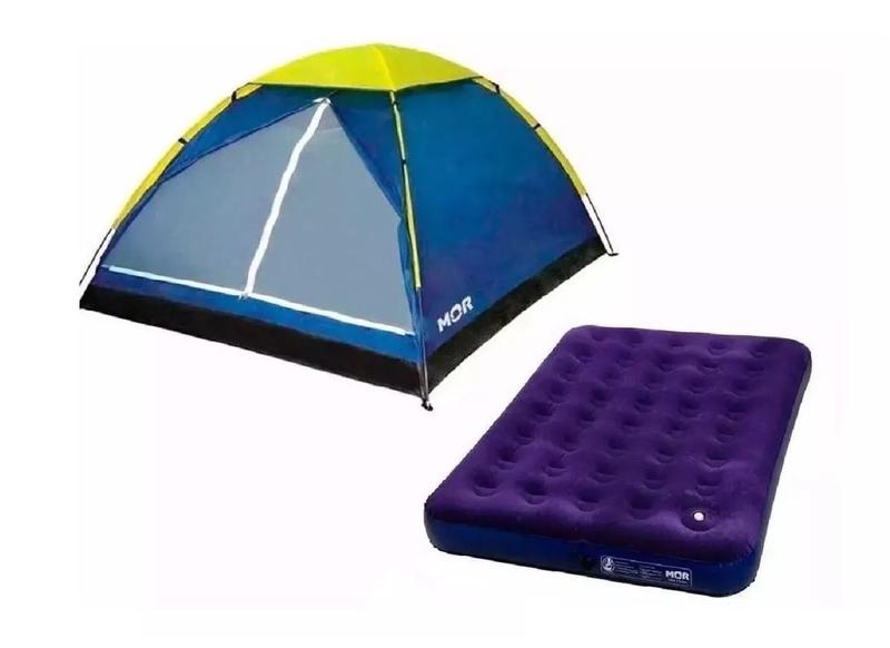 Kit Barraca De Camping Iglu 4 Pessoas + Colchão Inflável Casal Mor ...