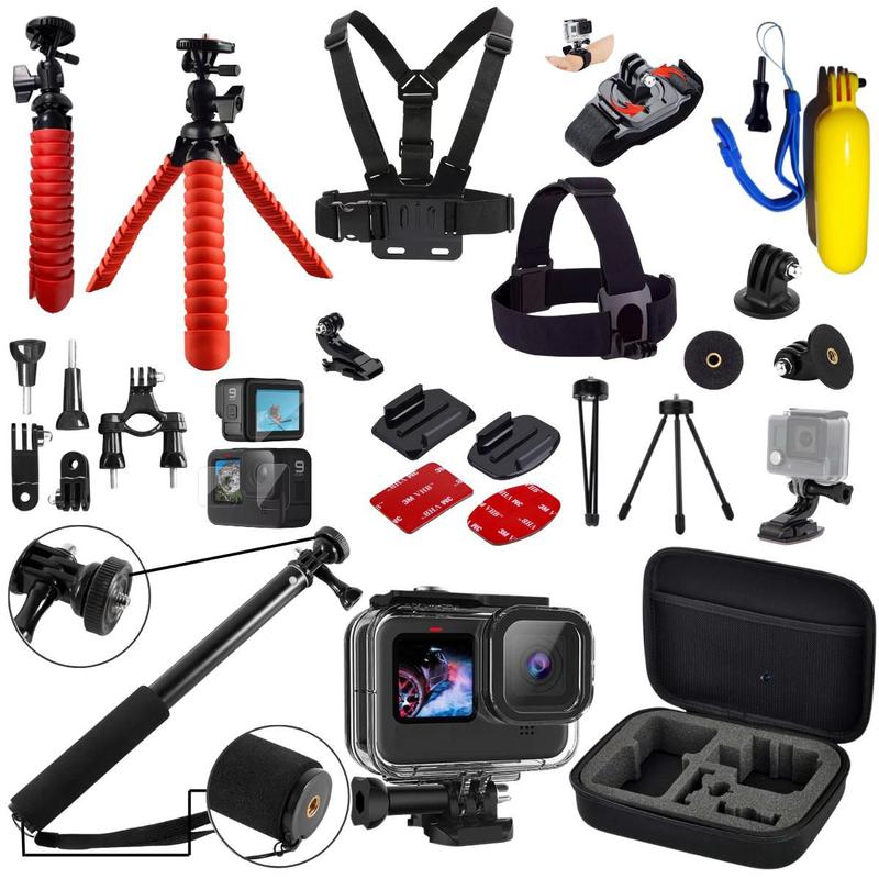 Kit Bastão Maleta Película Case go action pro hero 9 10 Black Trip G ...