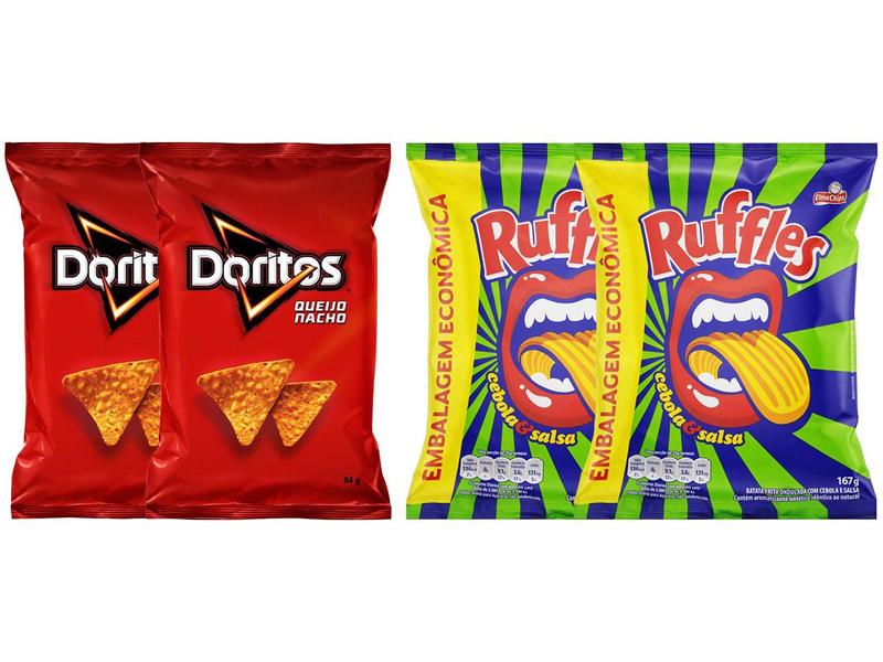 Kit Batata Cebola e Salsa Ruffles 167g - 2 Unidades + Doritos Queijo ...