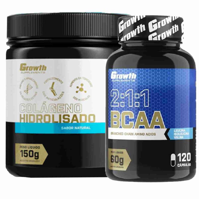 Kit Bcaa 120 Caps + Colageno 150g em Pó Growth Supplements - Kit de ...