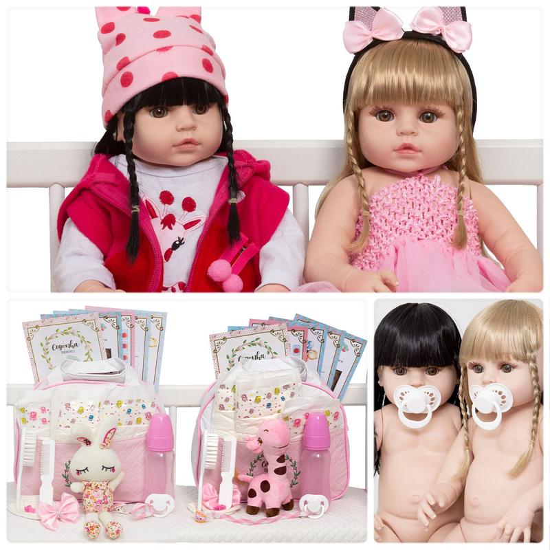 Kit Bebe Reborn Gêmeas Girafinha Coelhinha Pode Dar Banho - Cegonha ...