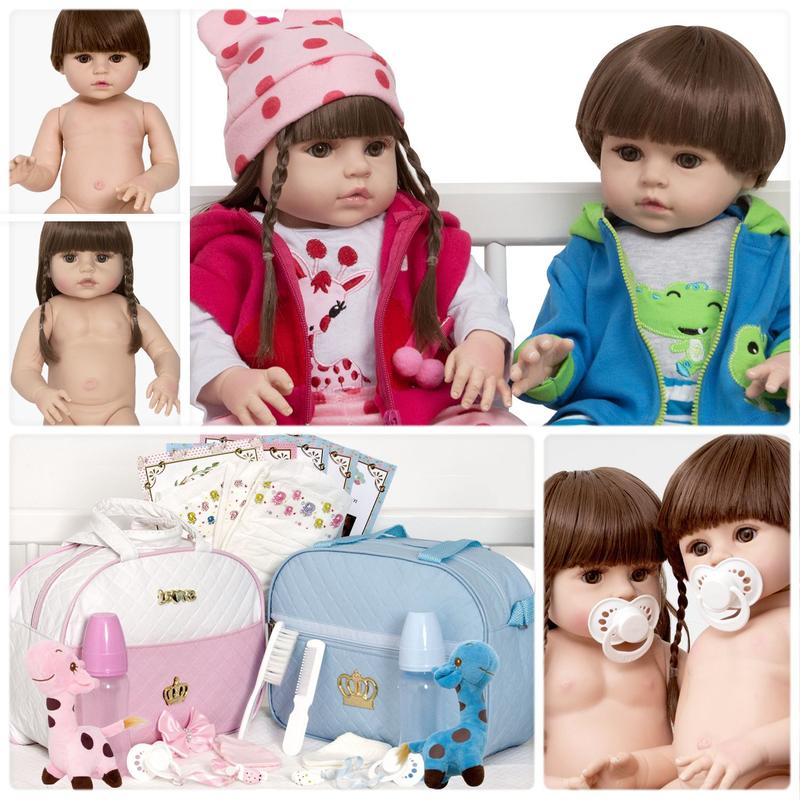 Kit Bebe Reborn Gêmeos Casal Enxoval Girafinha Com Bolsa - Cegonha ...