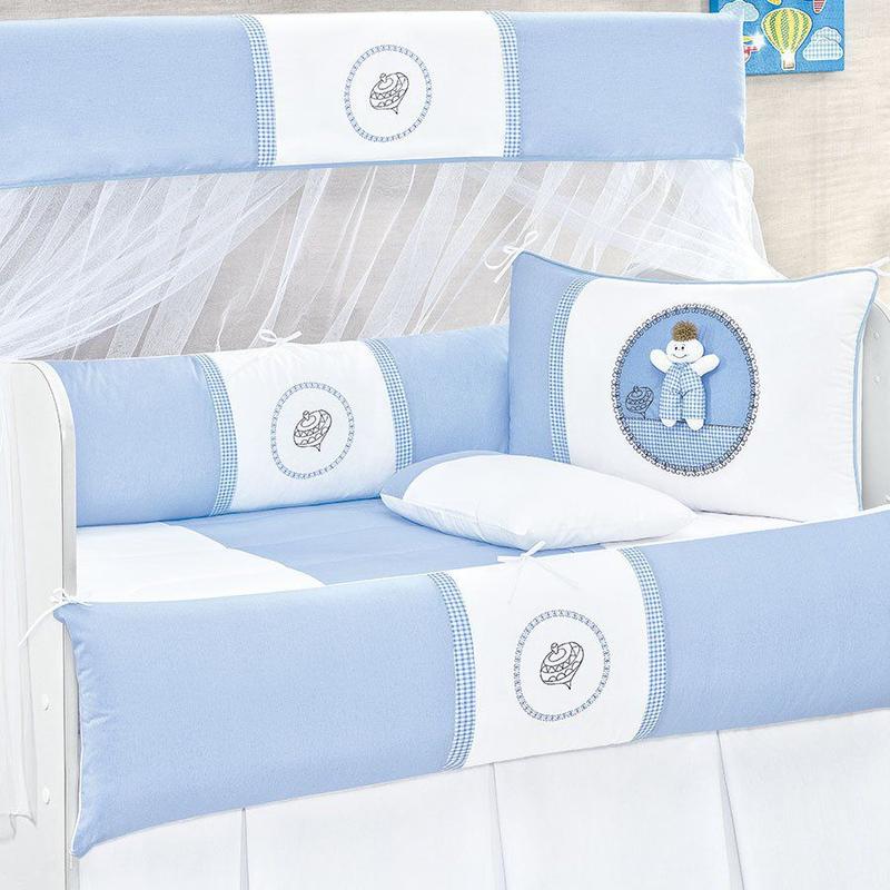 Kit Berço Boneco Júlio Azul 100% Algodão 8 Peças - Nicoli Ferri - Kits ...