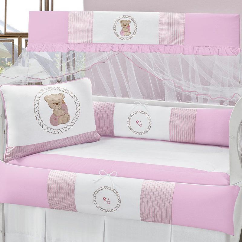 Kit Berço Nana Neném Rosa 8 Peças 100% Algodão - Nicoli Ferri - Kits ...