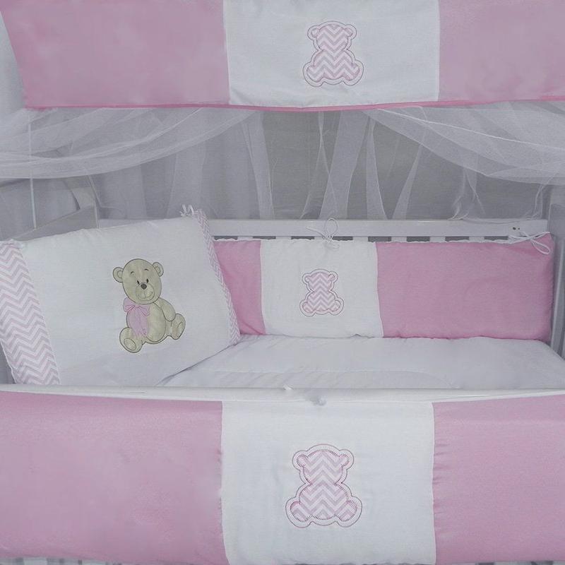 Kit Berço Ursa Pool Chevron Rosa 10 Peças - Nicoli Ferri - Kits Enxoval ...