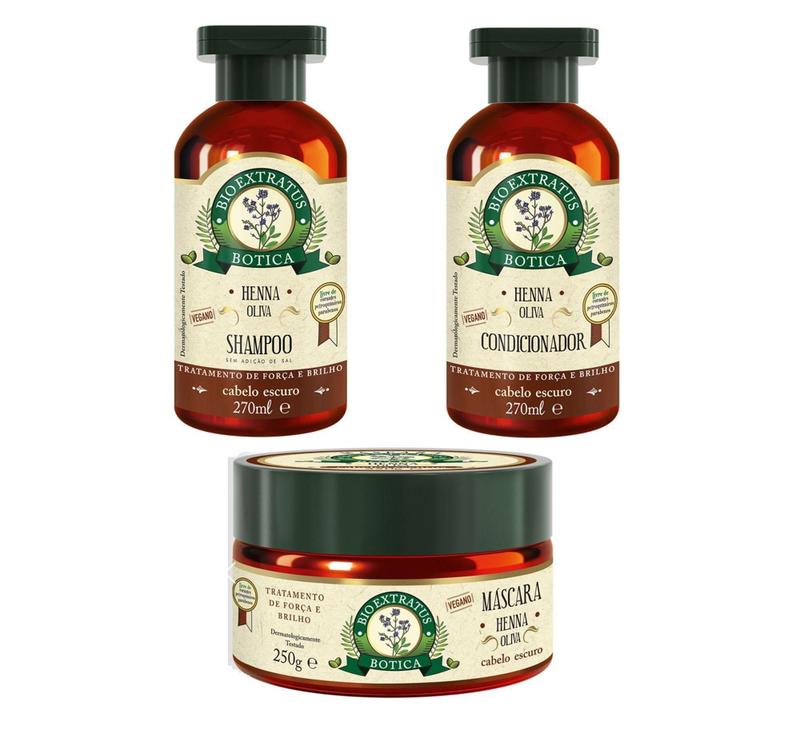 Kit Bio Extratus Botica Henna TRIO (Shampoo/Condicionador/Máscara) Para ...