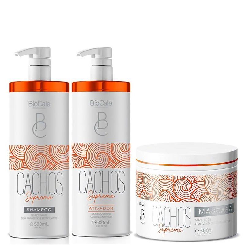 Kit Biocale Cachos Supreme Shampoo + Ativador + Máscara - Kit de ...