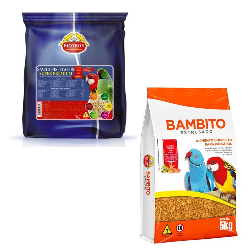 Kit Biotron 1 Savor Psittacus 5kg + 1 Bambito Extrusado 5kg - Outros ...