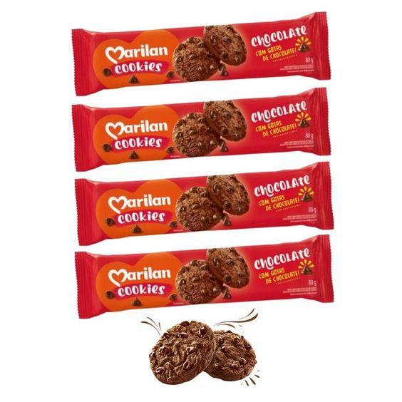 Kit Biscoito Cookie com Gotas 100% Chocolate Crocante 320g - Marilan ...